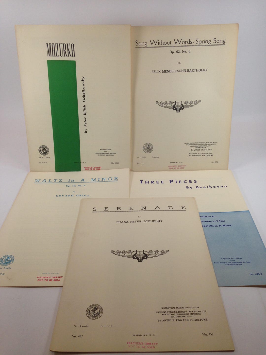 Vintage 5 Pieces Piano Sheet Music by Classical Composers, Grieg ...