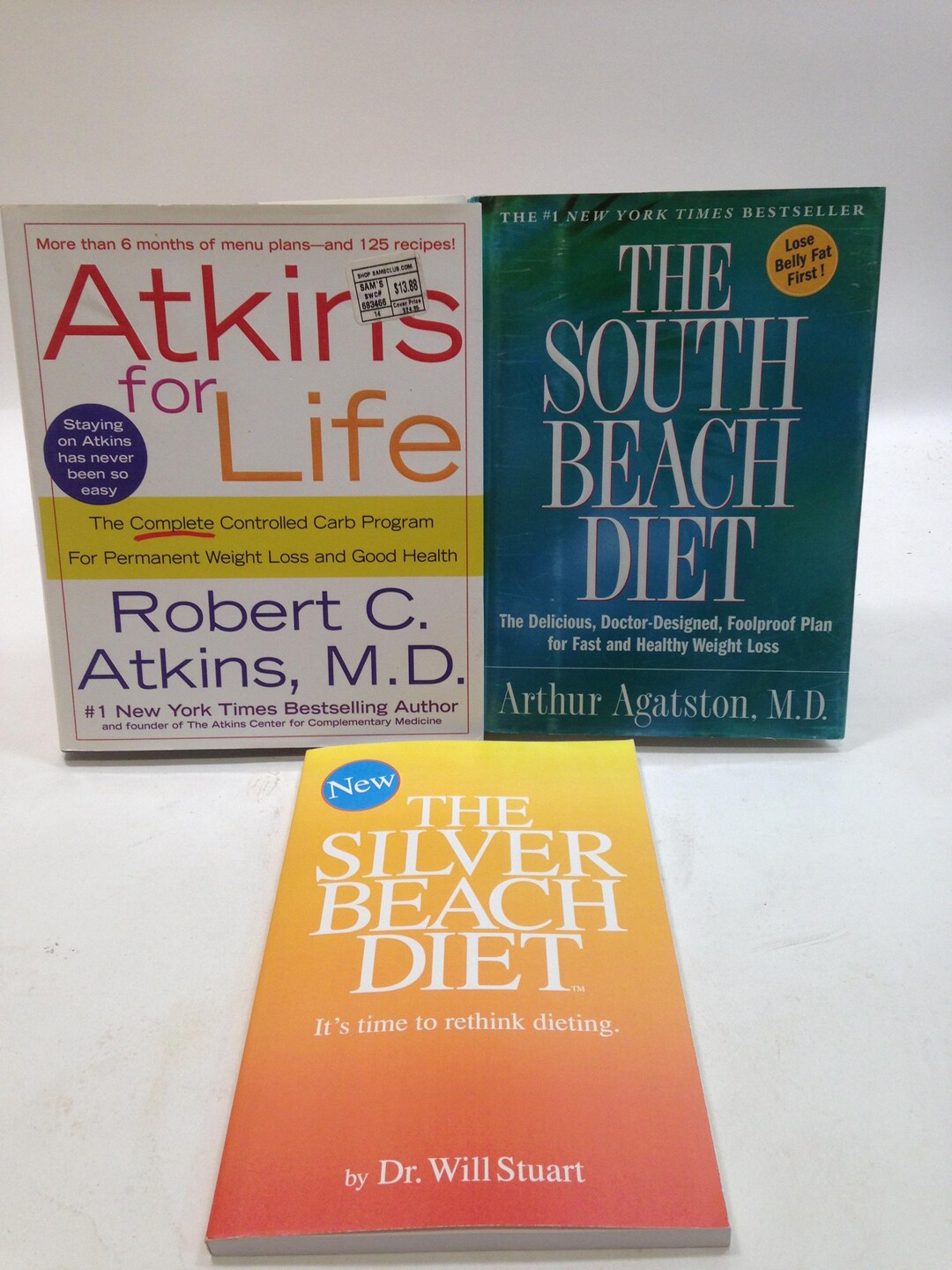 3 Books of Popular Diet Plans, Atkins, South Beach, and the Silver ...