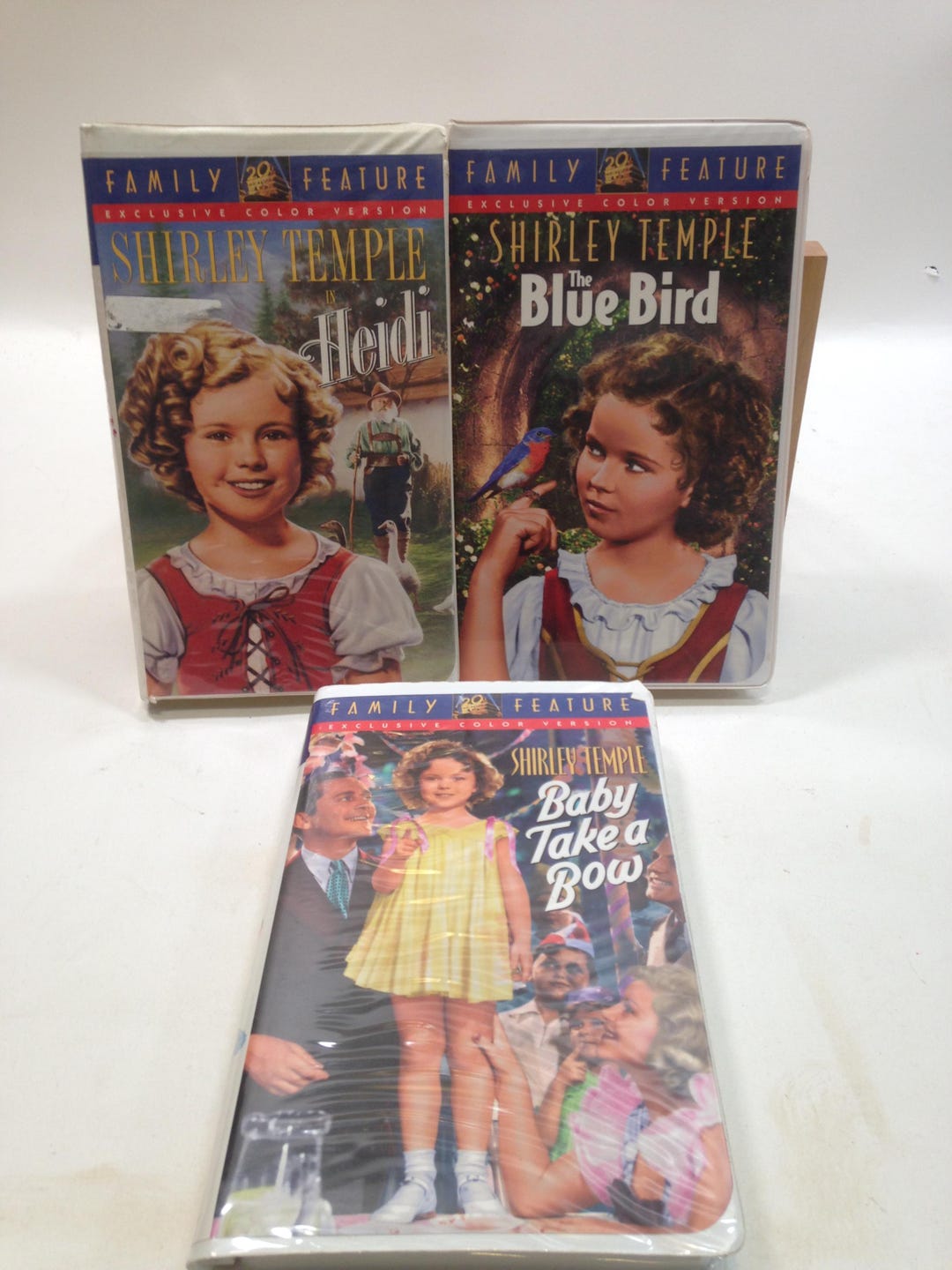 3 Shirley Temple Films on VHS, Heidi, Baby Take a Bow and Blue Bird ...
