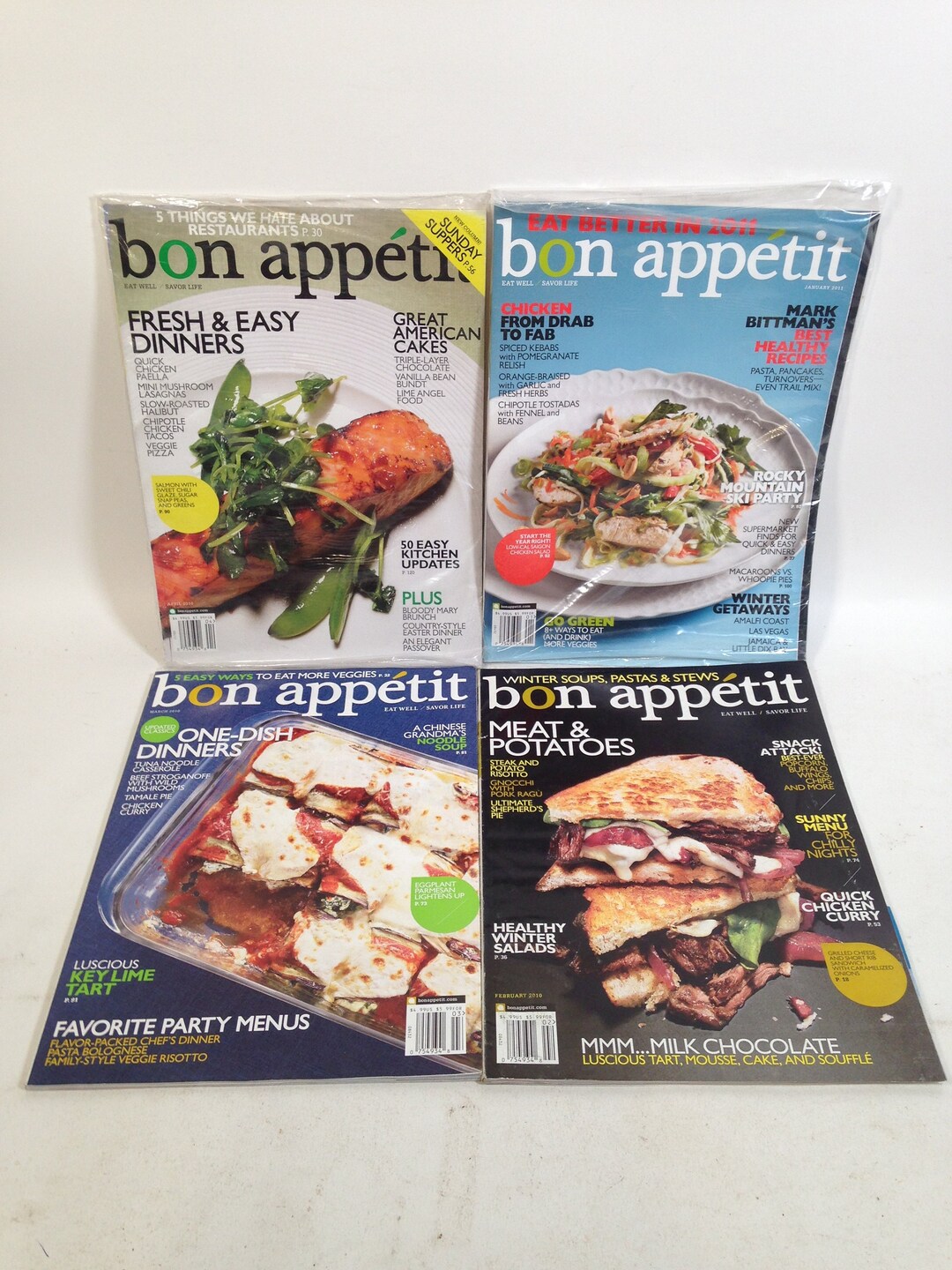 4 Issues of Bon Appetit Magazine 2010 & 2011 0624 - Etsy