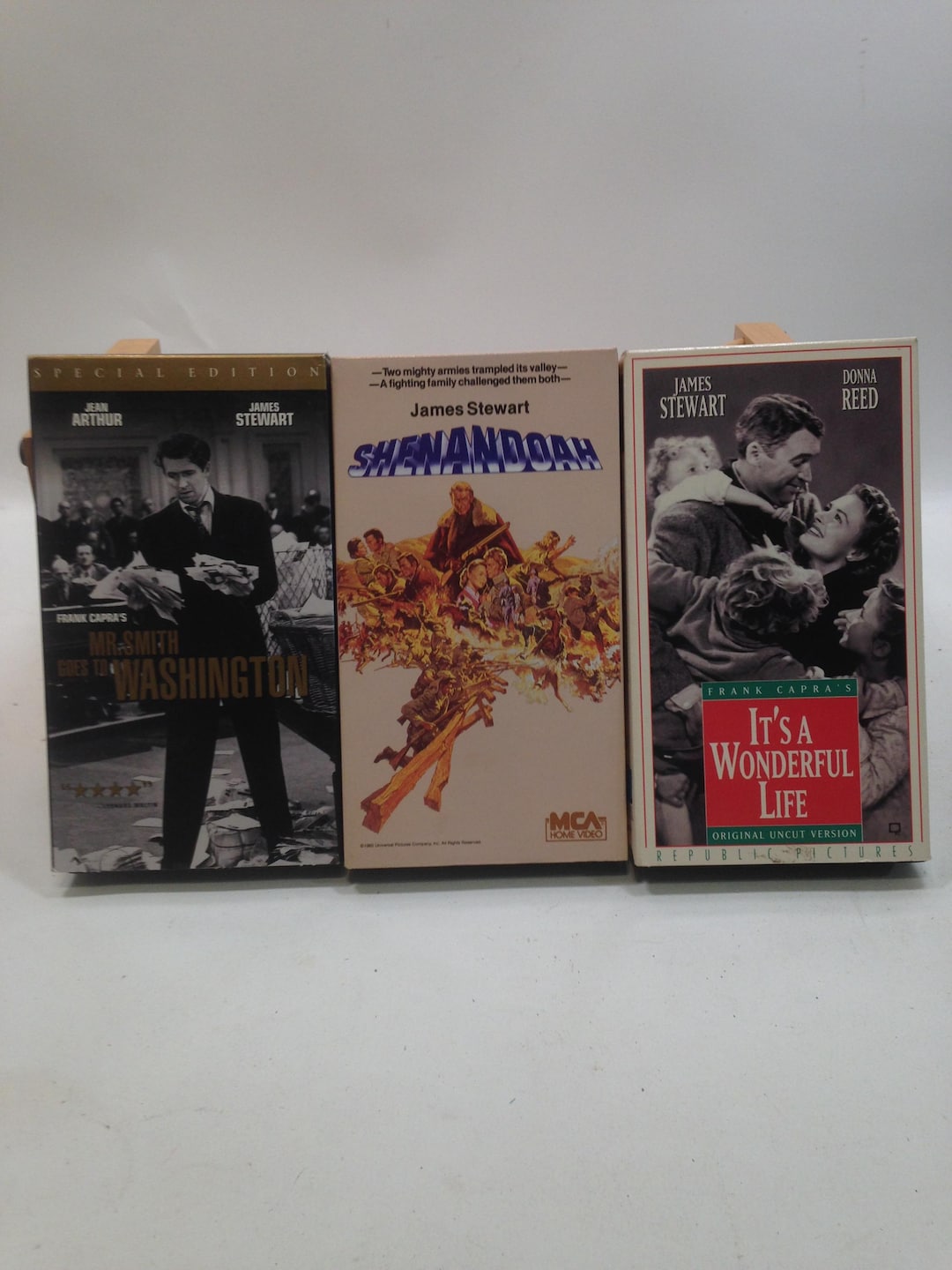 3 James Stewart Movie VHS Tapes It's a Wonderful Life, Mr Smith Goes to ...