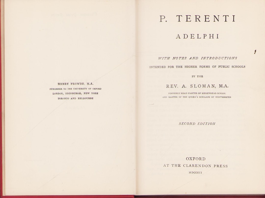 Vintage Book: P. Terrenti Adelphi, by Rev. A. Sloman, 2nd Edition, 1901 ...