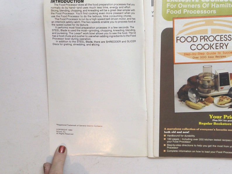 Rare Vintage Hamilton Beach Two Speed Food Processor Instructions and ...