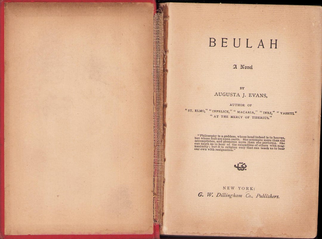 Vintage Book: Beulah by Augusta J. Evans, 1898 0625 - Etsy