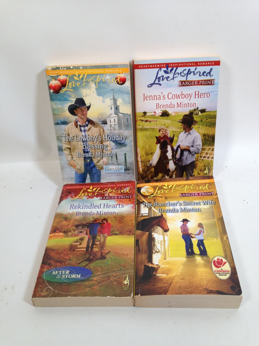 4 Romance Books by Brenda Minton, Rekindled Hearts, Jenna's Cowboy Hero ...