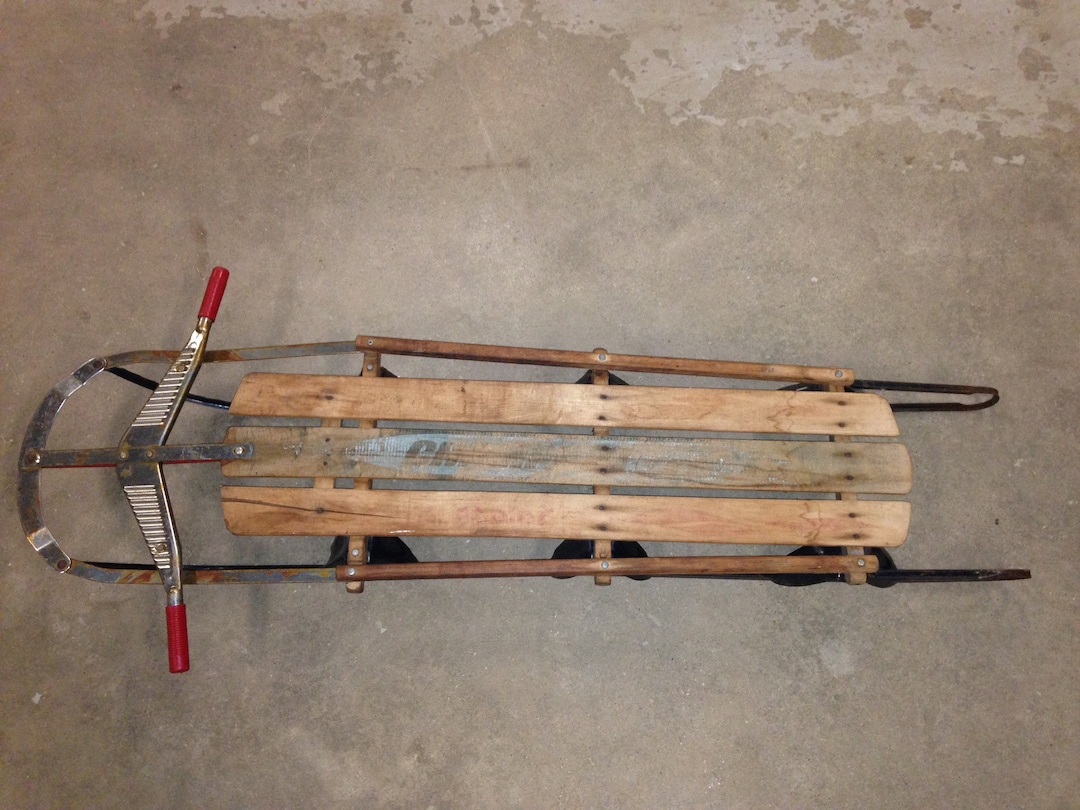 Vintage Gladding Champion Fastback Sled Wooden With Metal Handles 1123 ...