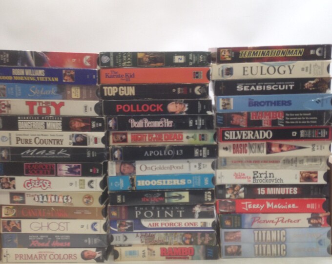 Huge Lot of 42 VHS Tapes Assorted Genres, Includes Top Gun, Hoosiers ...