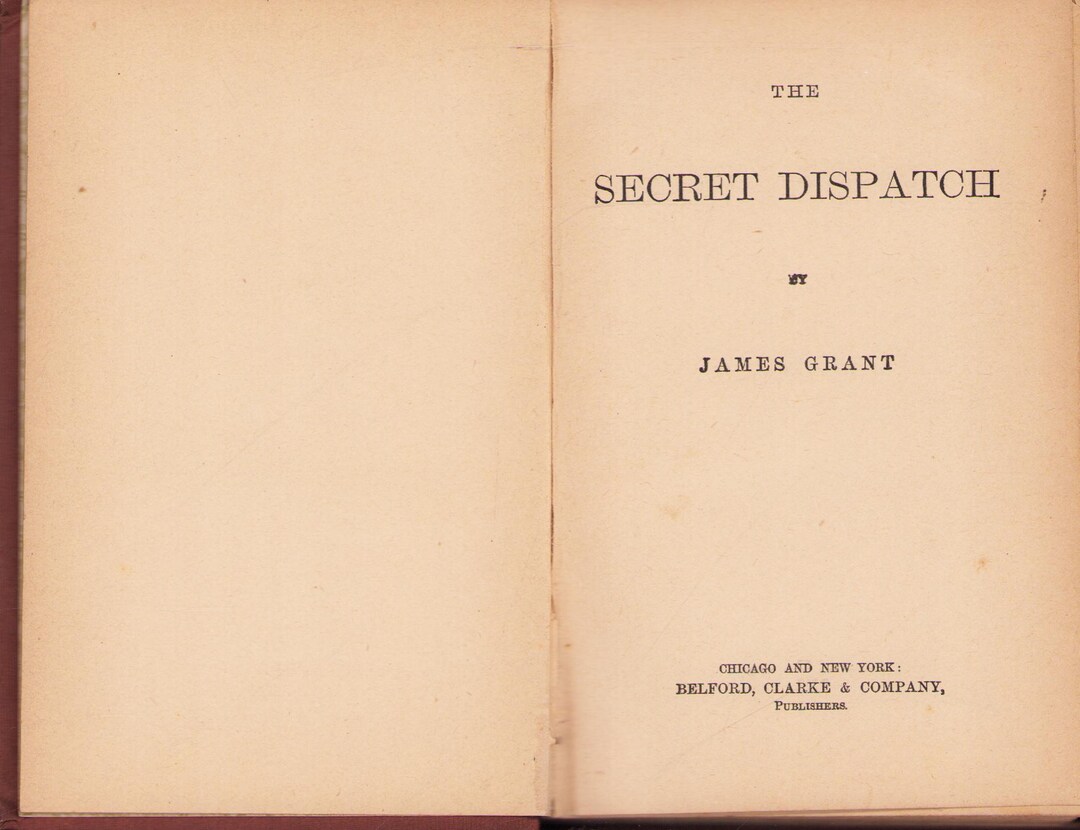 Vintage Book: the Secret Dispatch by James Grant, 1880s, 1225 - Etsy