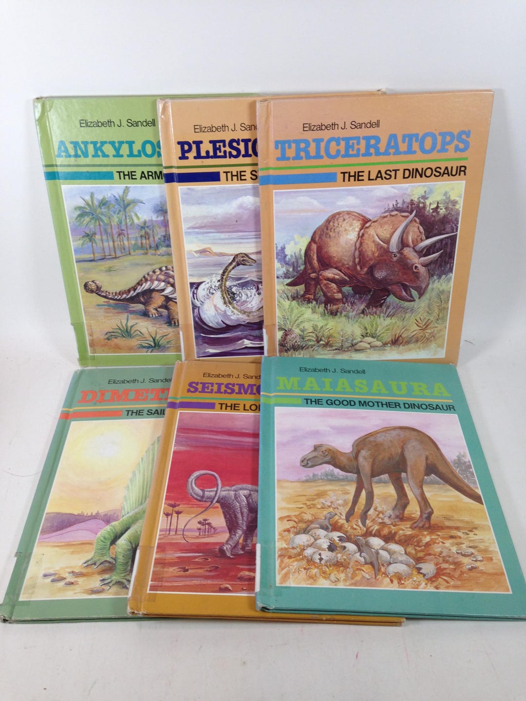 6 Dinosaur Books by Elizabeth J. Sandell, Dimetrodo, Ankylosaurus ...