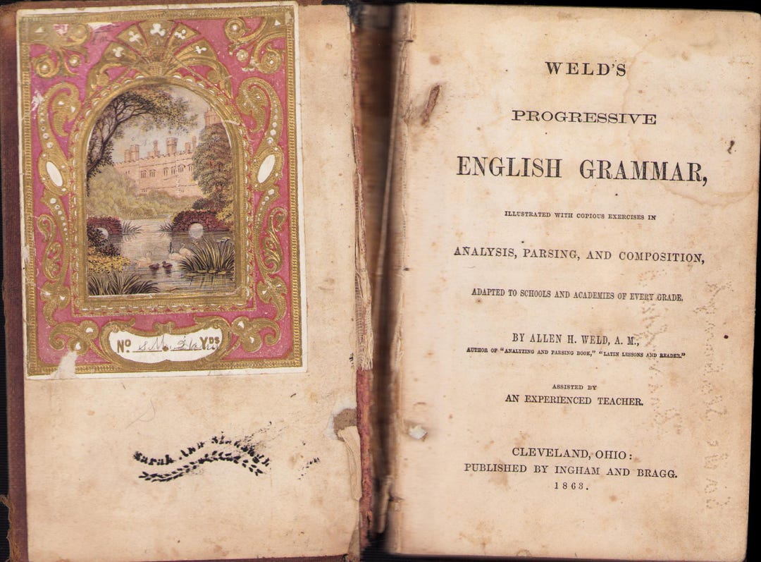 Vintage Book: Weld's Progressive English Grammar by Allen Weld, 1863 ...