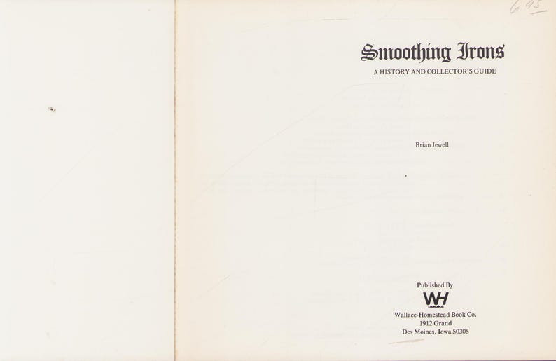 Vintage Book: Smoothing Irons - A History and Collector's Guide, Brian ...