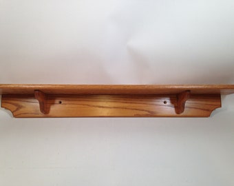 Long Wood Shelf With Plate Rail Solid Oak Amish Handmade - Etsy