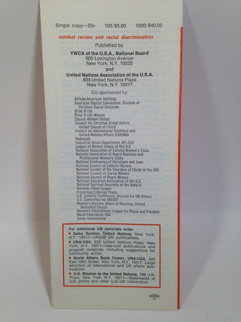 Combat Racism and Racial Discrimination Brochure Rare Vintage 1971 - Etsy