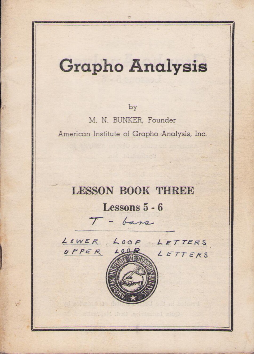 Vintage Brochure: Grapho Analysis (handwriting Analysis), Lesson Book ...