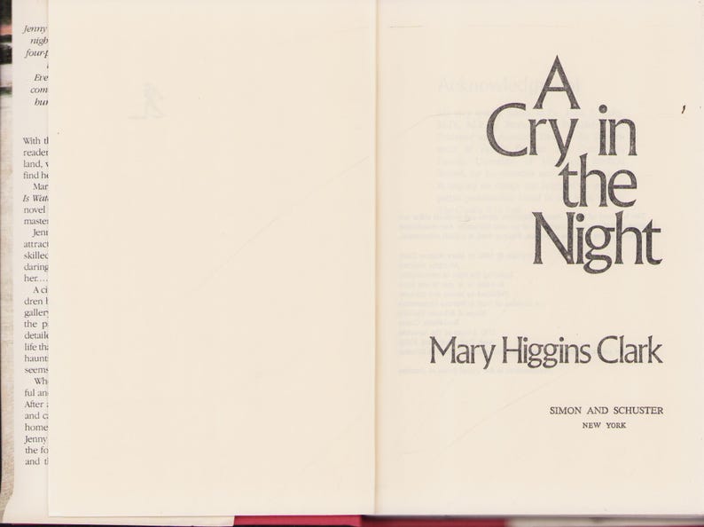 Vintage Book: A Cry in the Night by Mary Higgins Clark, Book Club ...