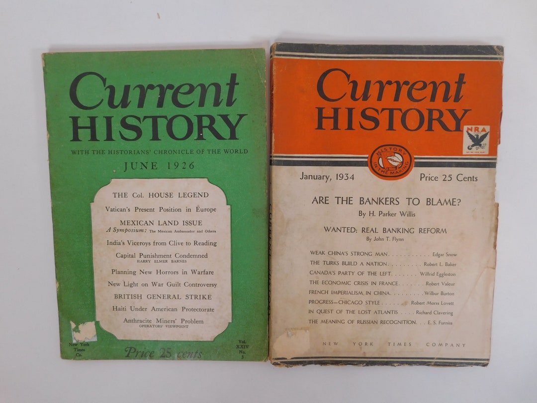 Two Vintage Issues of Current History Magazine 1926/1934 1022 - Etsy