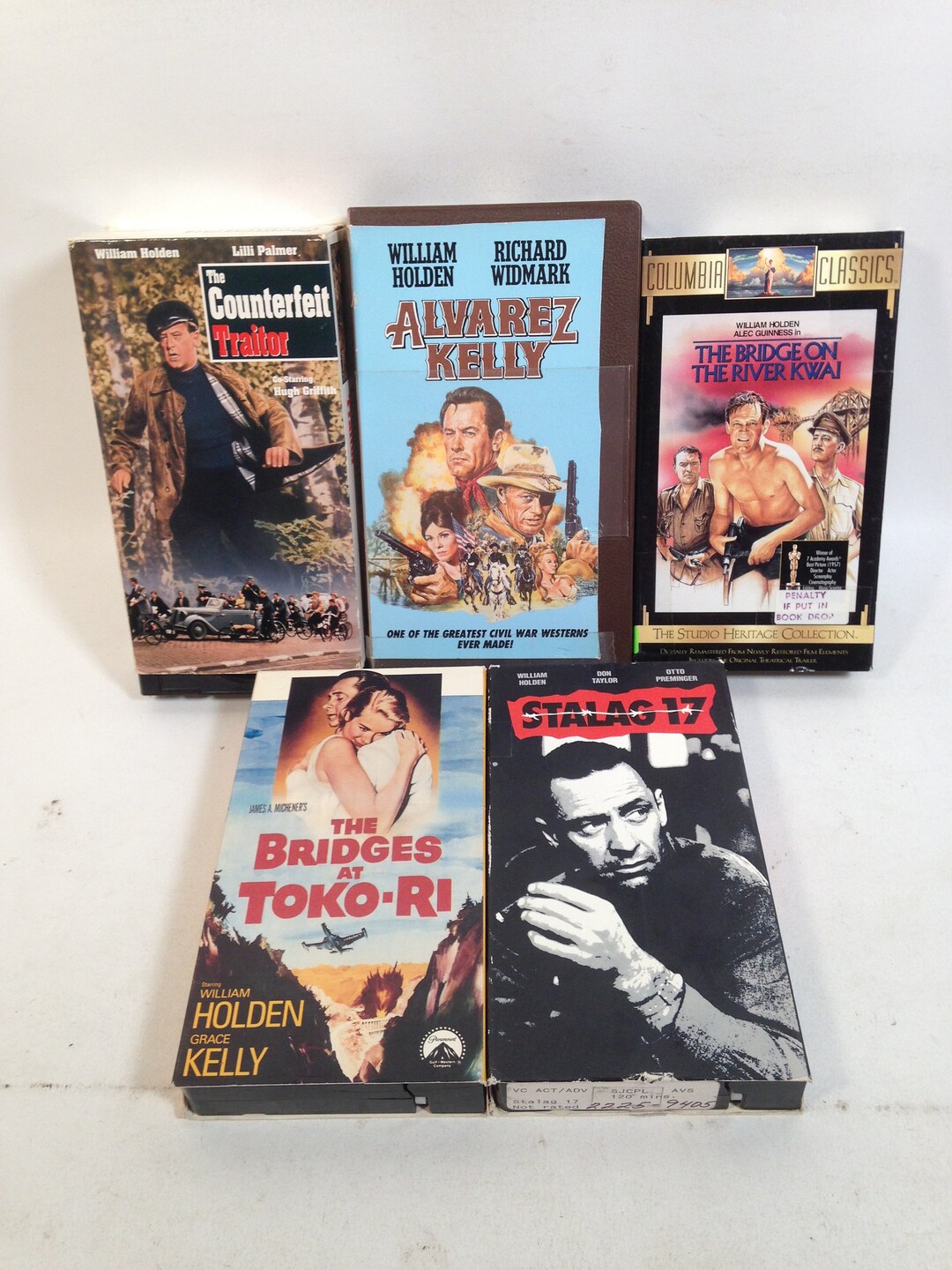 Five Movies on VHS Tape Starring William Holden, the Bridge of the ...