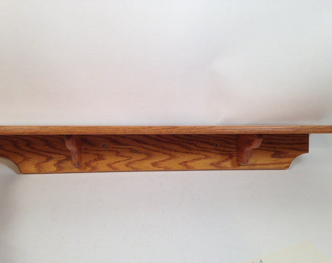 Long Wood Shelf With Plate Rail Solid Oak Amish Handmade Shipshewana ...