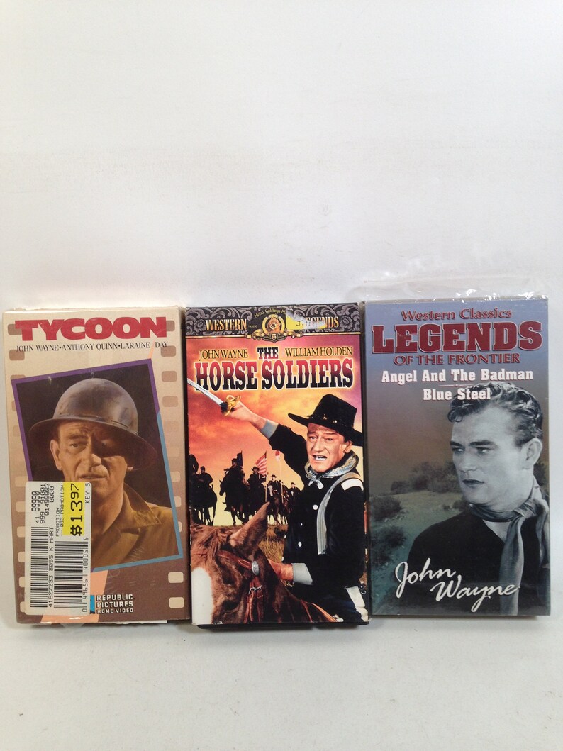 Three John Wayne Movies on VHS Tape, the Horse Soldiers and 2 More ...