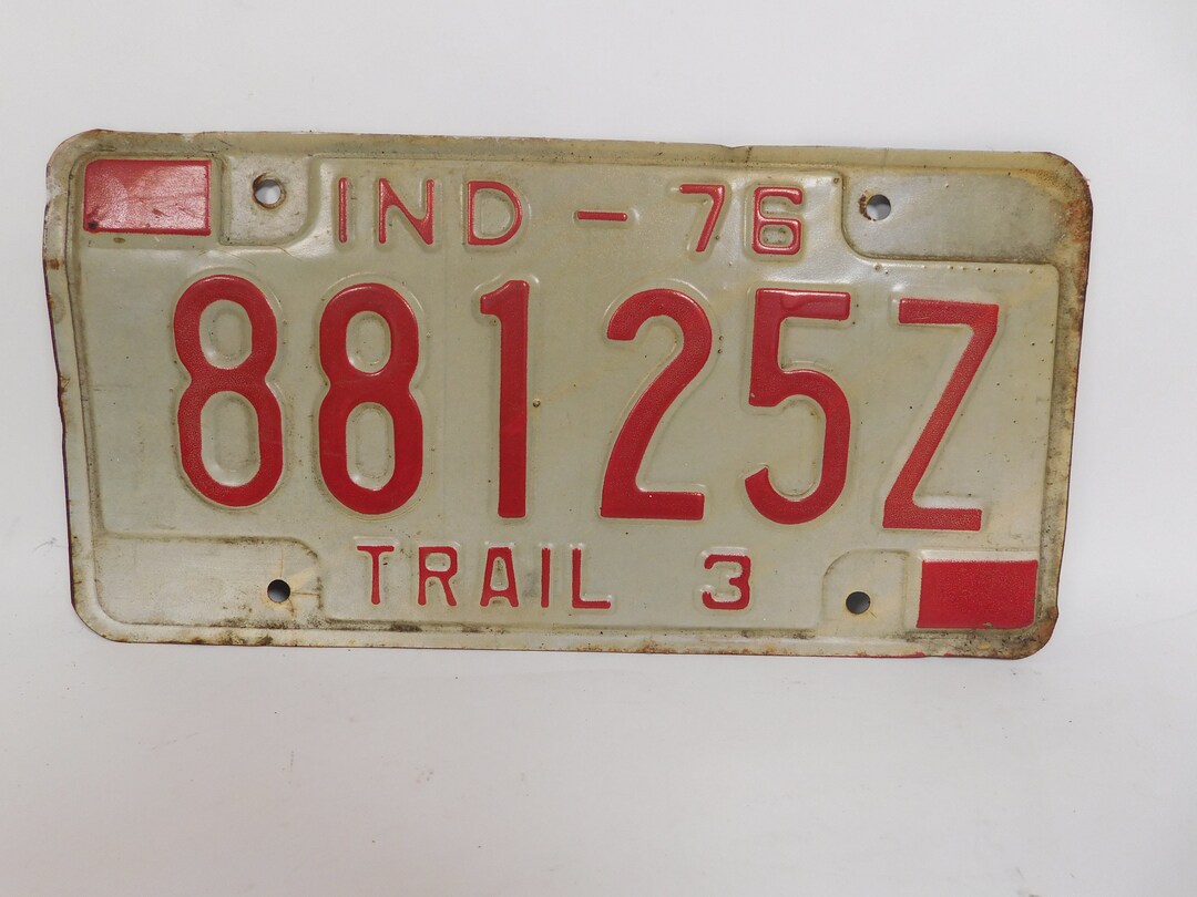 Vintage Indiana License Plate 1976 Trailer 88125Z 0919 - Etsy