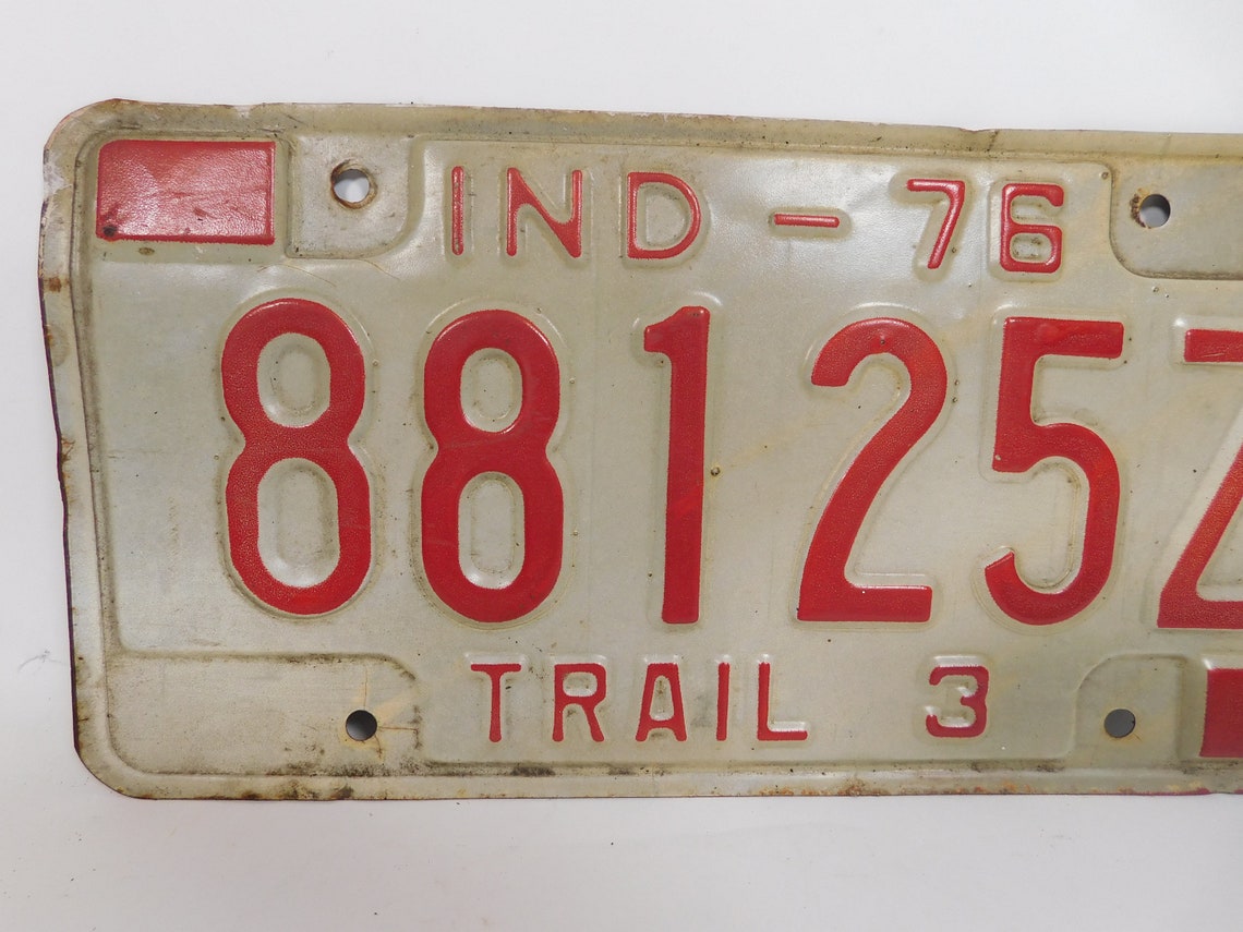 Vintage Indiana License Plate 1976 Trailer 88125Z 0919 | Etsy