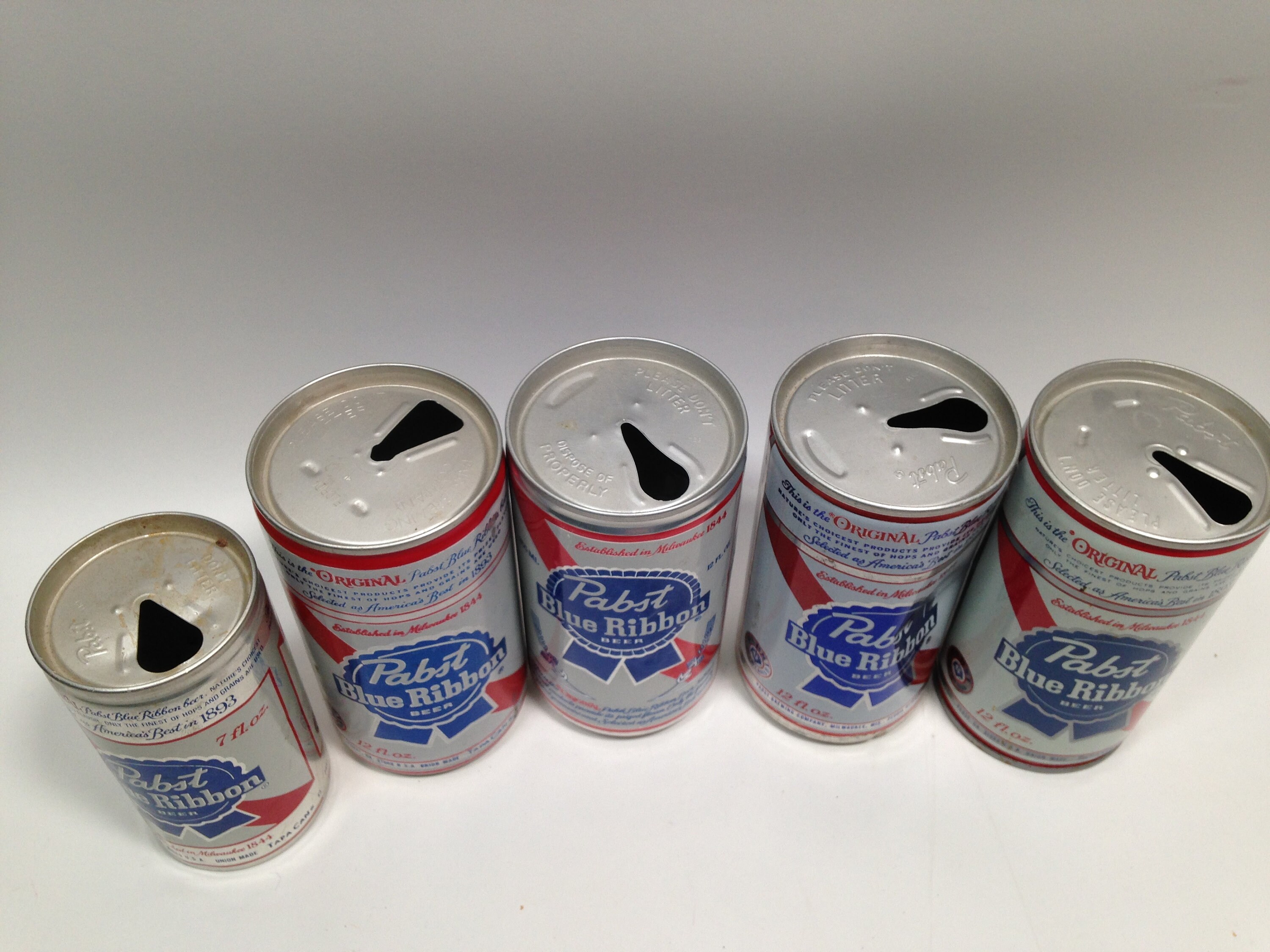 5 Vintage Pabst Blue Ribbon Cans Steel & Aluminum 0122 Art ...