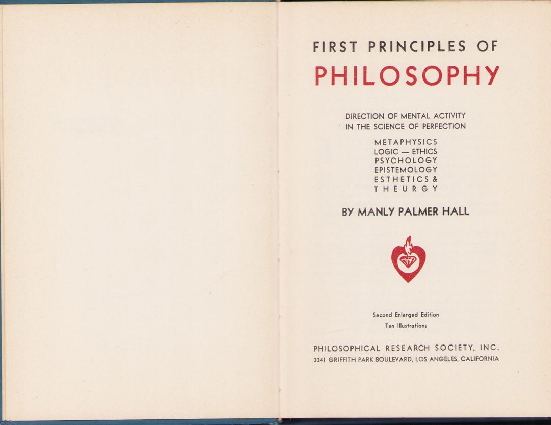 Vintage Book: First Principles of Philosophy by Manley Palmer Hall ...