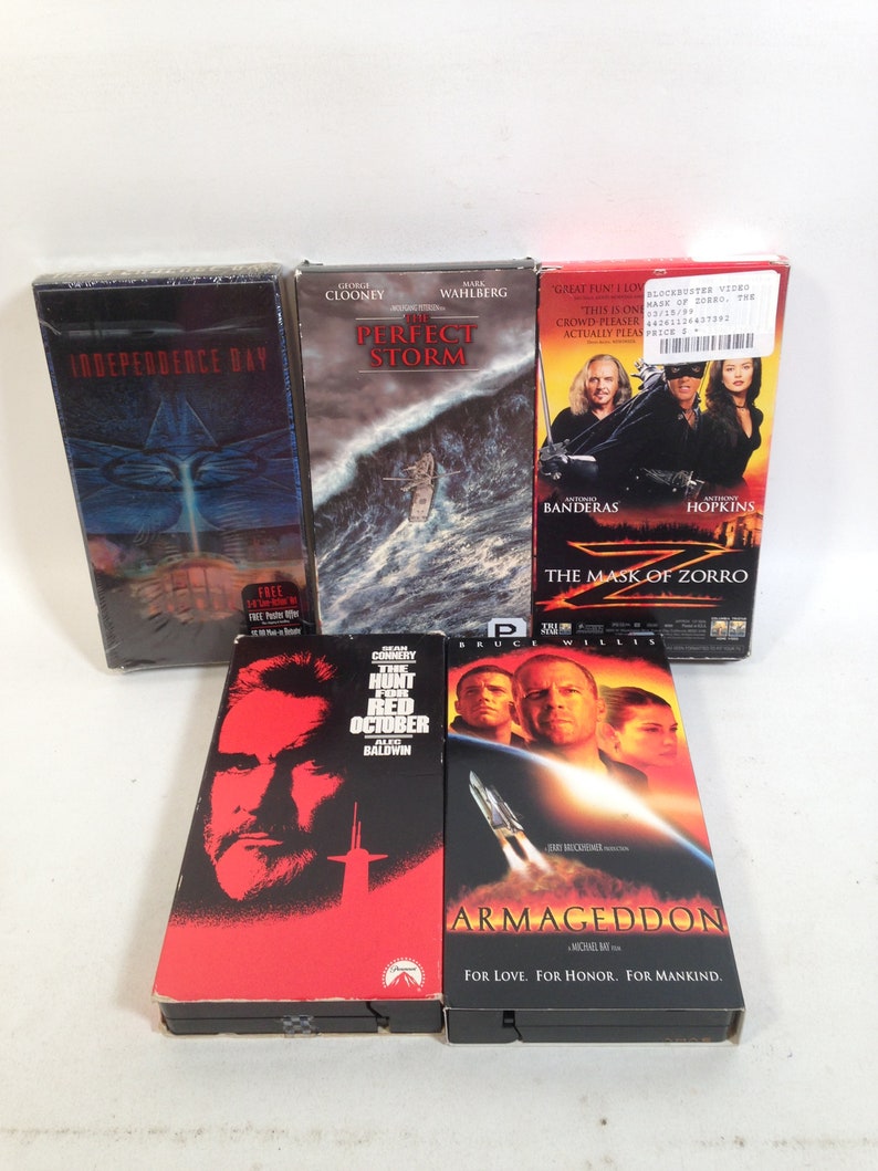 Five Action/adventure Movies on VHS Tape, Armageddon, Independence Day ...
