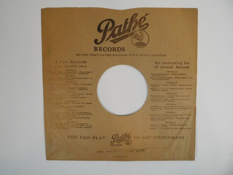 Vintage Pathe Records Brown Paper 78rpm Record Sleeve 10 | Etsy