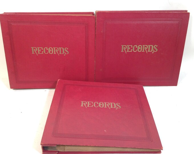 3 Vintage Red Record Album Folders for 7 Records 45rpm 0723 - Etsy