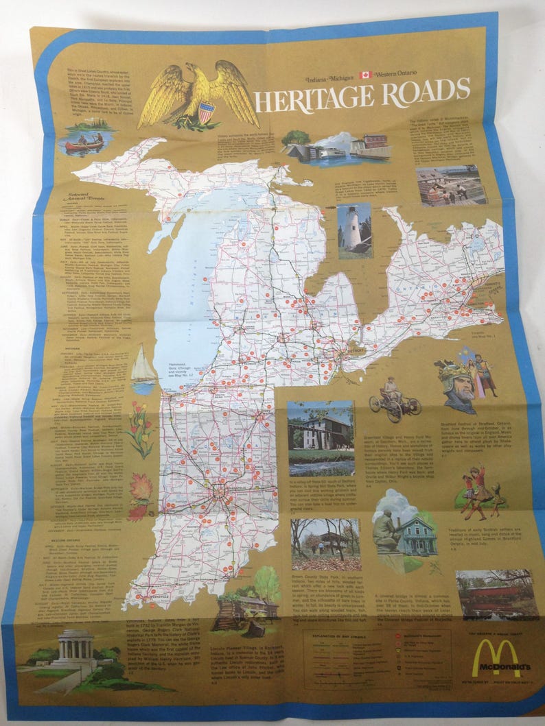Heritage Roads Map, Region 10 - Indiana/michigan/western Ontario 1970s ...