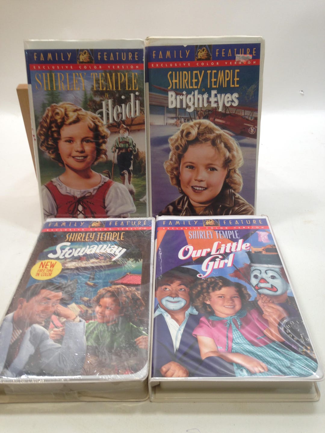 4 Shirley Temple Films on VHS, Heidi, Bright Eyes, Stowaway, & Our ...