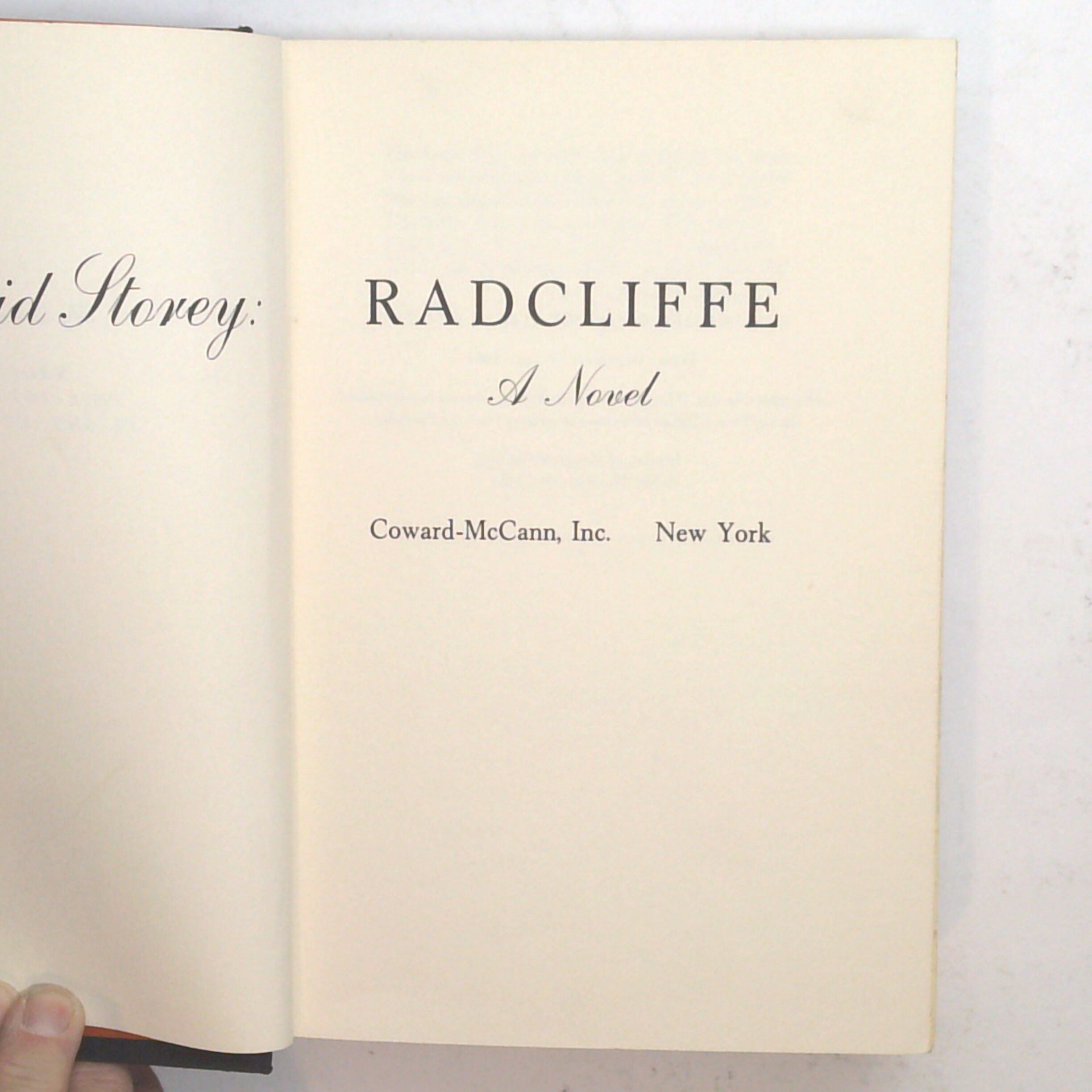 Vintage Book: Radcliffe by David Storey First America Edition 1964 0823 ...