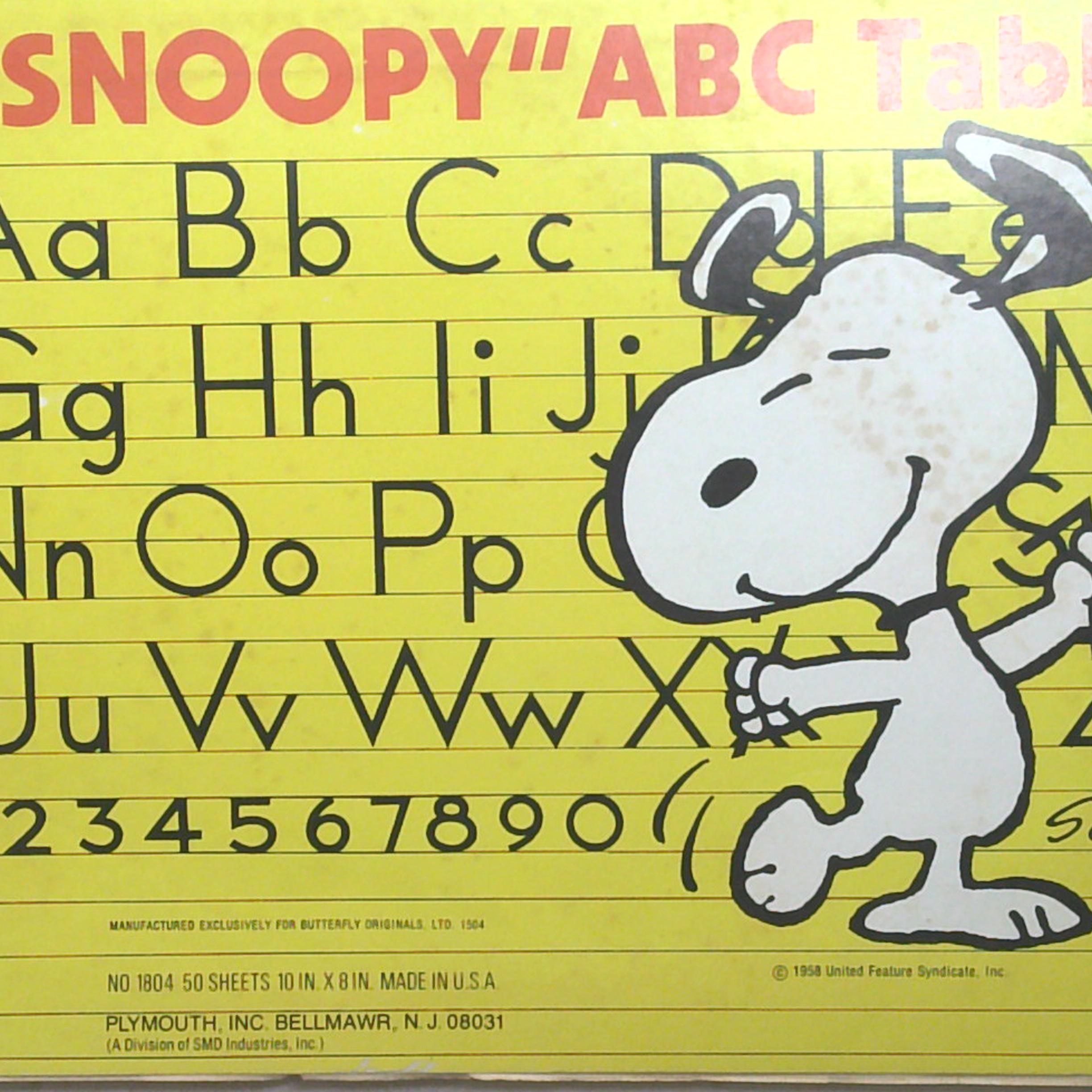 Vintage 1958 Peanuts Snoopy ABC Tablet Notebook No Writing 0225 - Etsy