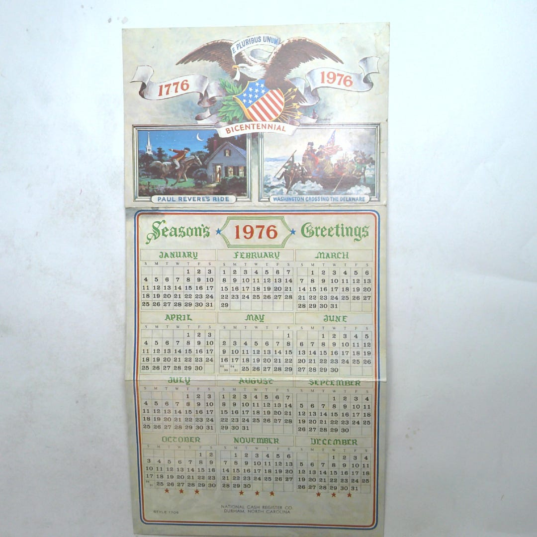 Vintage 1976 Bicentennial Season's Greetings Promo Wall Calendar ...