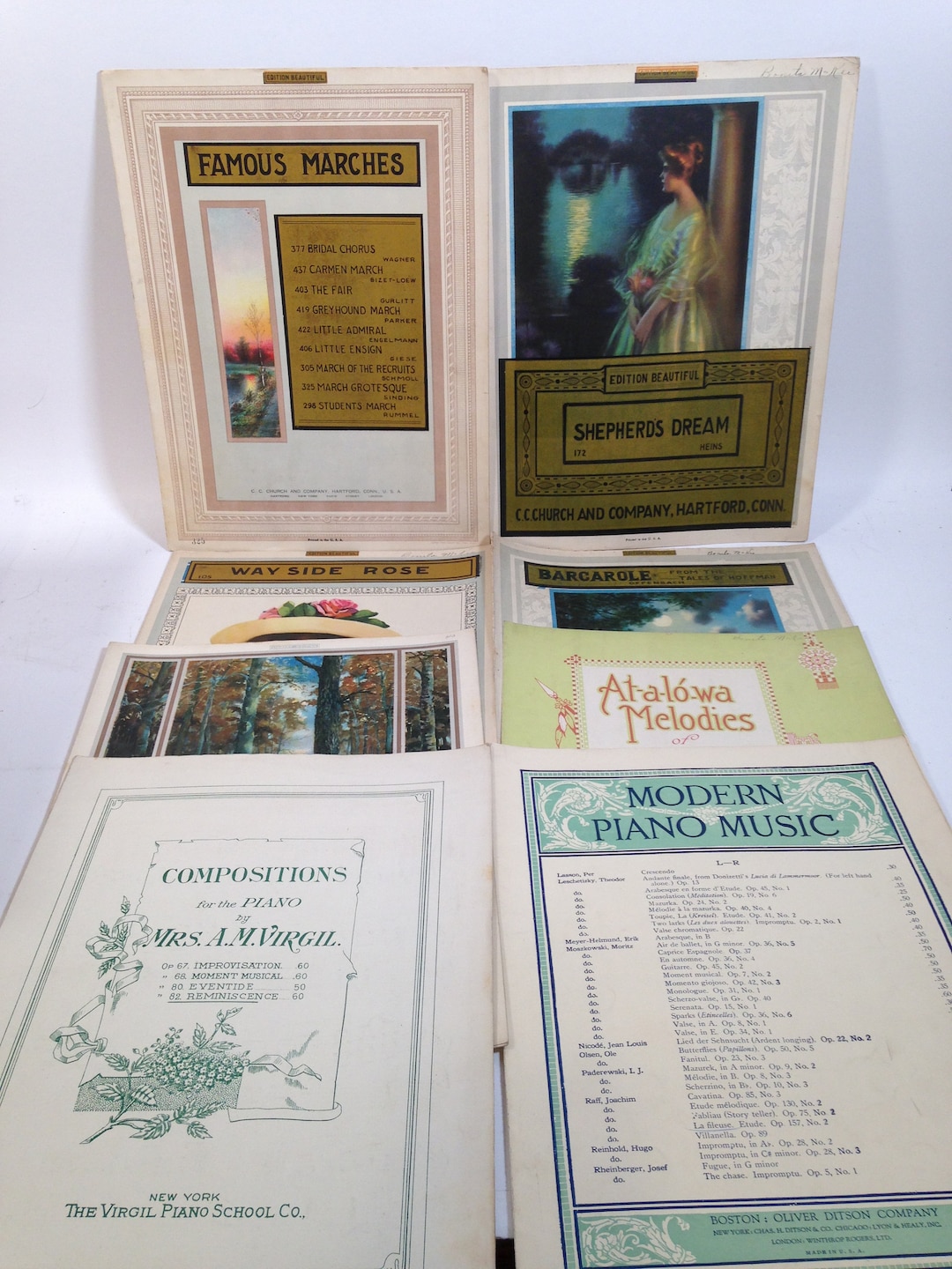 Vintage Piano Sheet Music 8 Pieces 1900s 1023 - Etsy