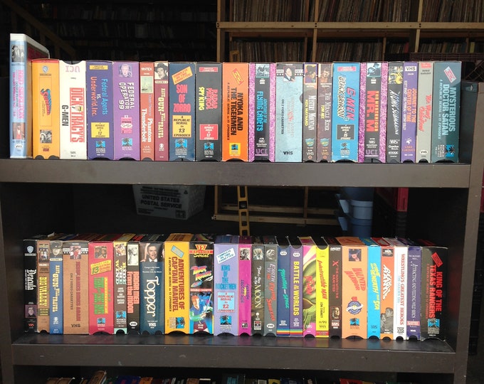 Huge Lot 73 VHS Tapes of Classic TV Shows and Movies, Westerns, Sci-fi ...