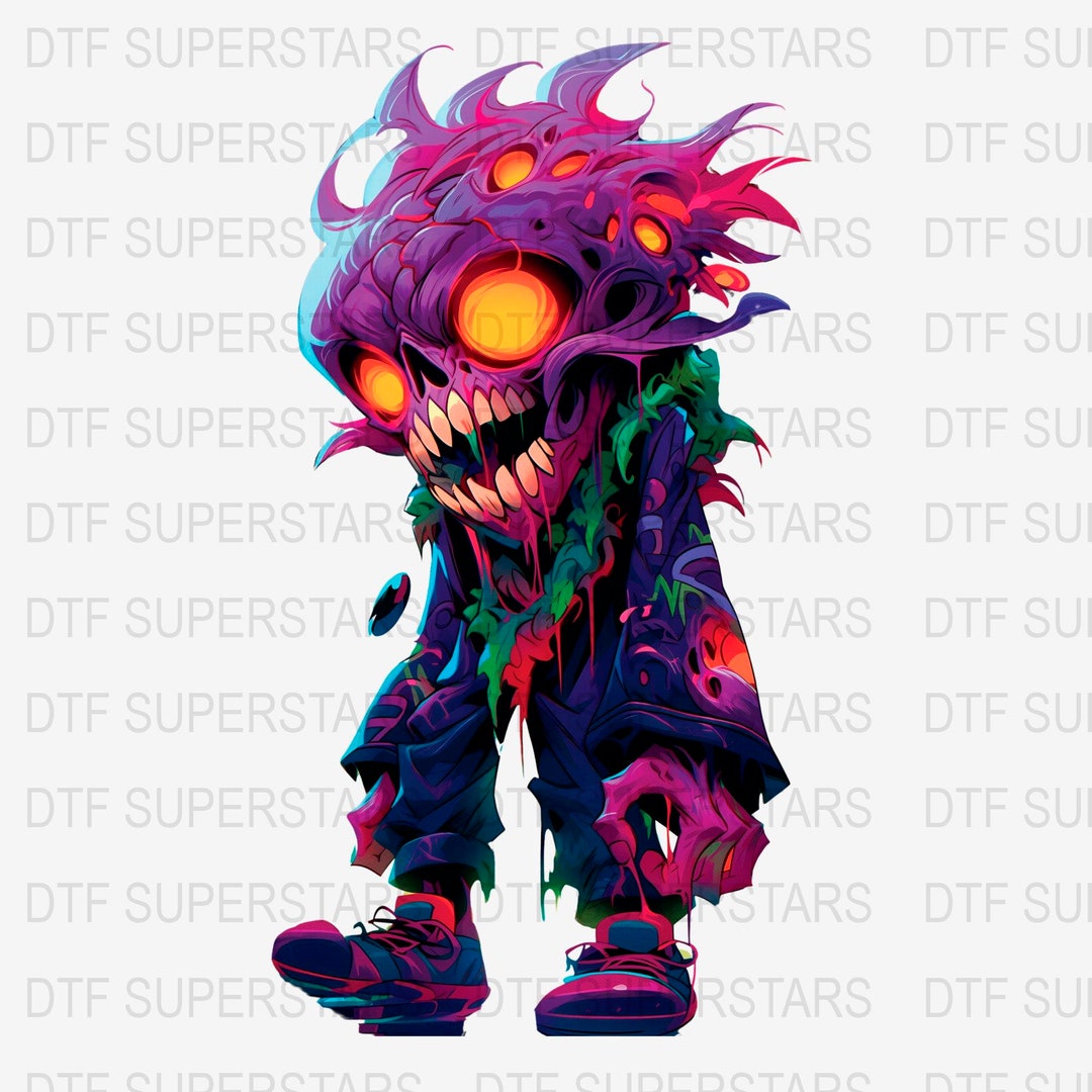 High-res Vibrant Monster Skeleton Png 300 Dpi Horror Digital Download ...