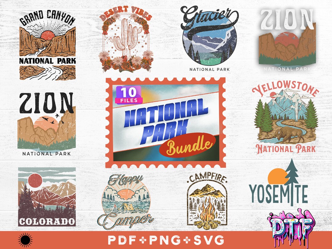 National Park Bundle Vol.1 Svg/png/pdf Cut Files 300 Dpi Digital ...