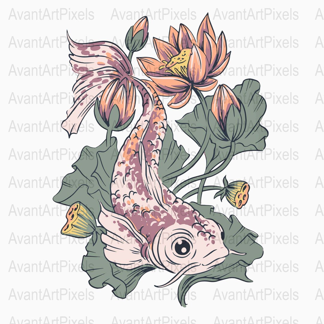 Koi Cottagecore High Resolution 300 Dpi Png Digital Download Fish ...