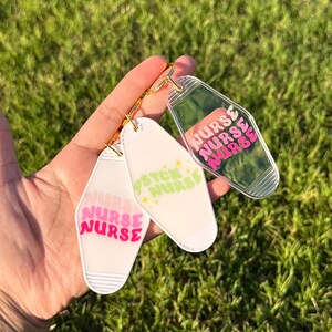 Nurse Keychain Motel | Hotel | Acrylic | Clear | White |custom | RN ...