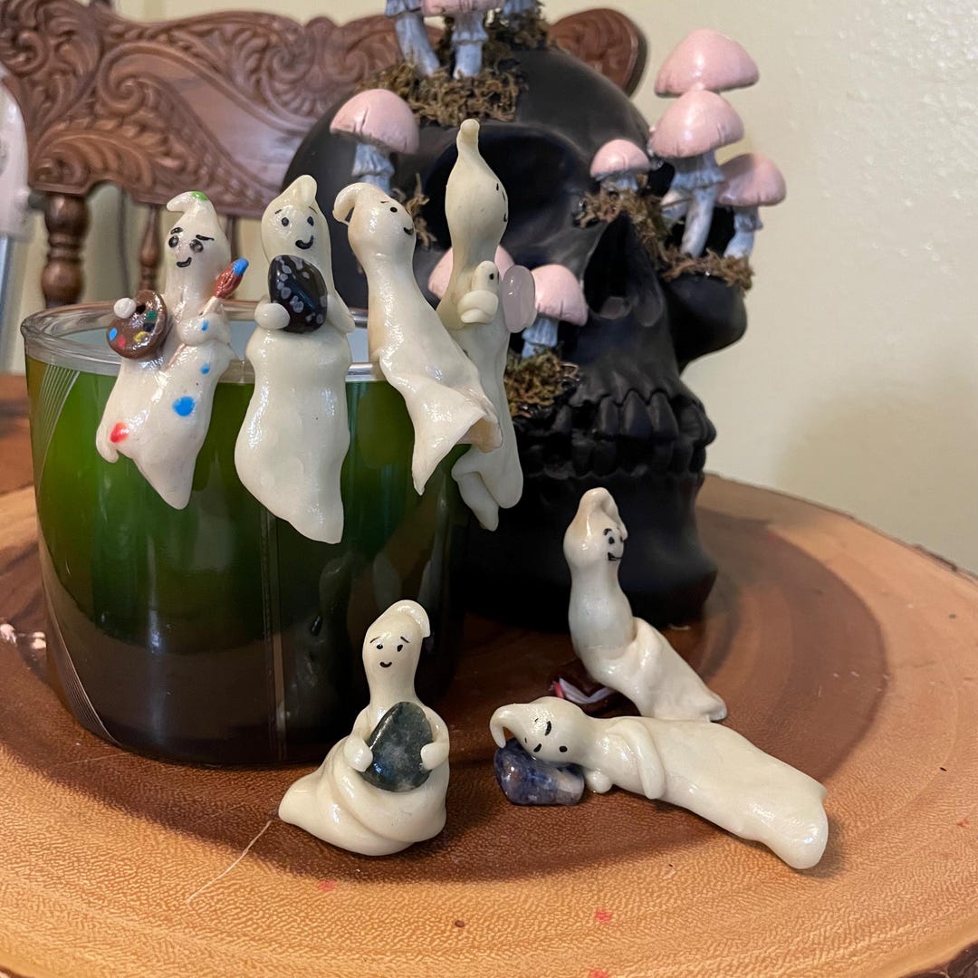 Wee Spirit Desk Friends/glow in the Dark/ghosts/deskpet/semiprecious ...