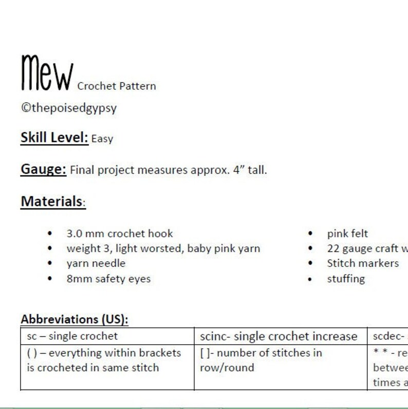 Mew Crochet Pattern - Etsy Canada