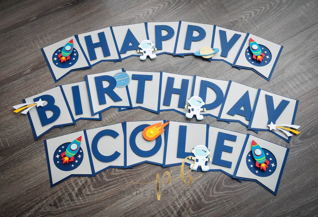Space Ship Theme Banner, Space Theme Birthday Banner, Outer Space Party ...