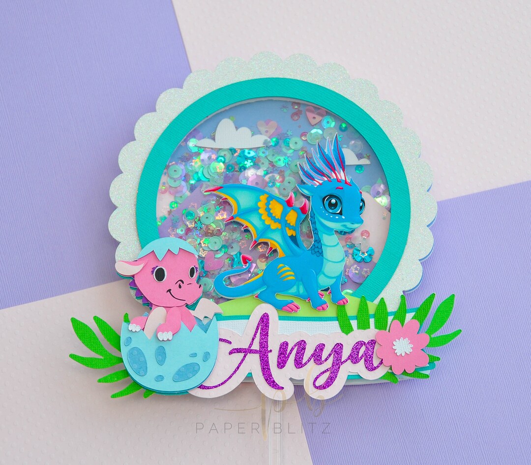 Cute Dragon Theme Cake Topper, Dragon Cake Topper, Dragon Party ...