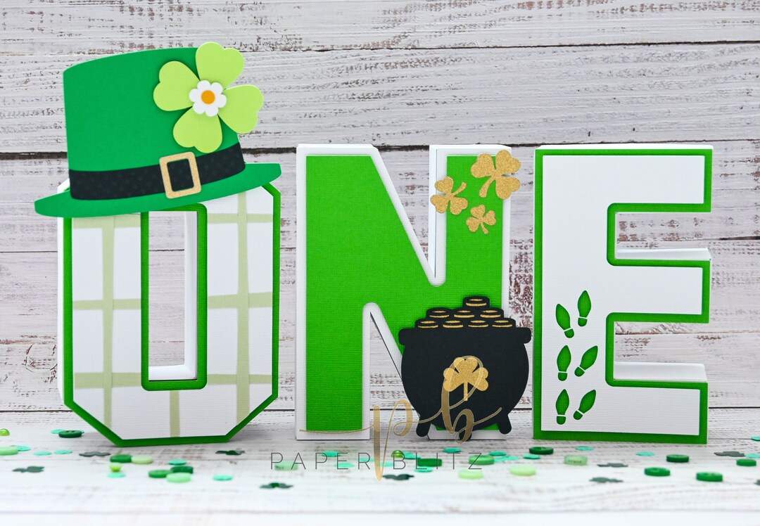 3D Letters St Patricks Day, Shamrock Theme Party Decor, Lucky One 3D ...