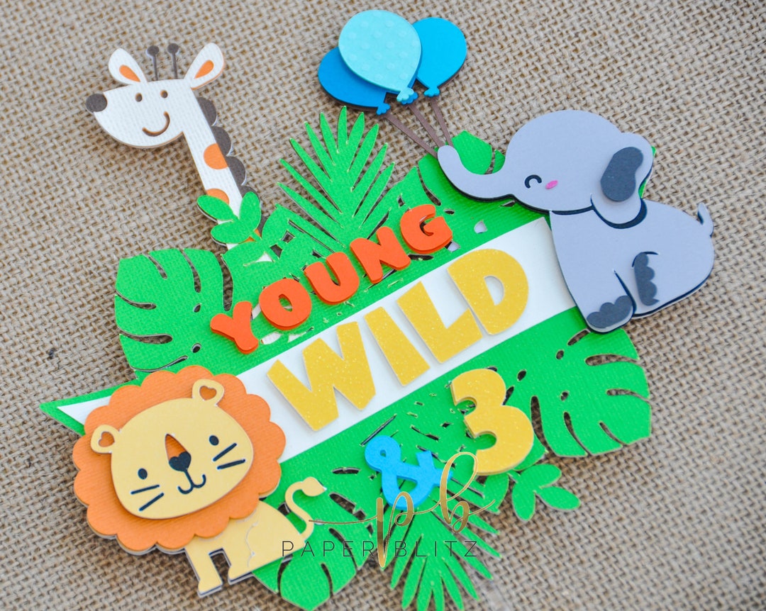 Cute Safari Theme Cake Topper, Young Wild and 3 Cake Topper, Two Wild ...