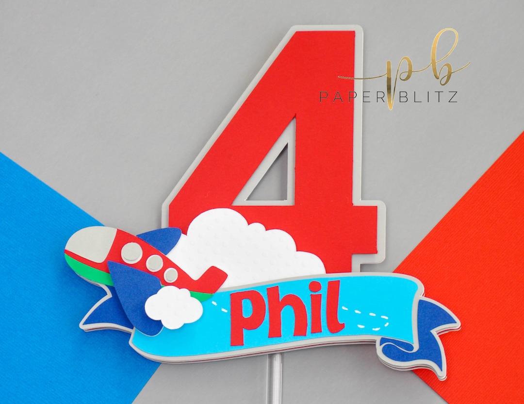 Airplane Number Cake Topper, Airplane Theme Cake Topper, Aviator Cake ...