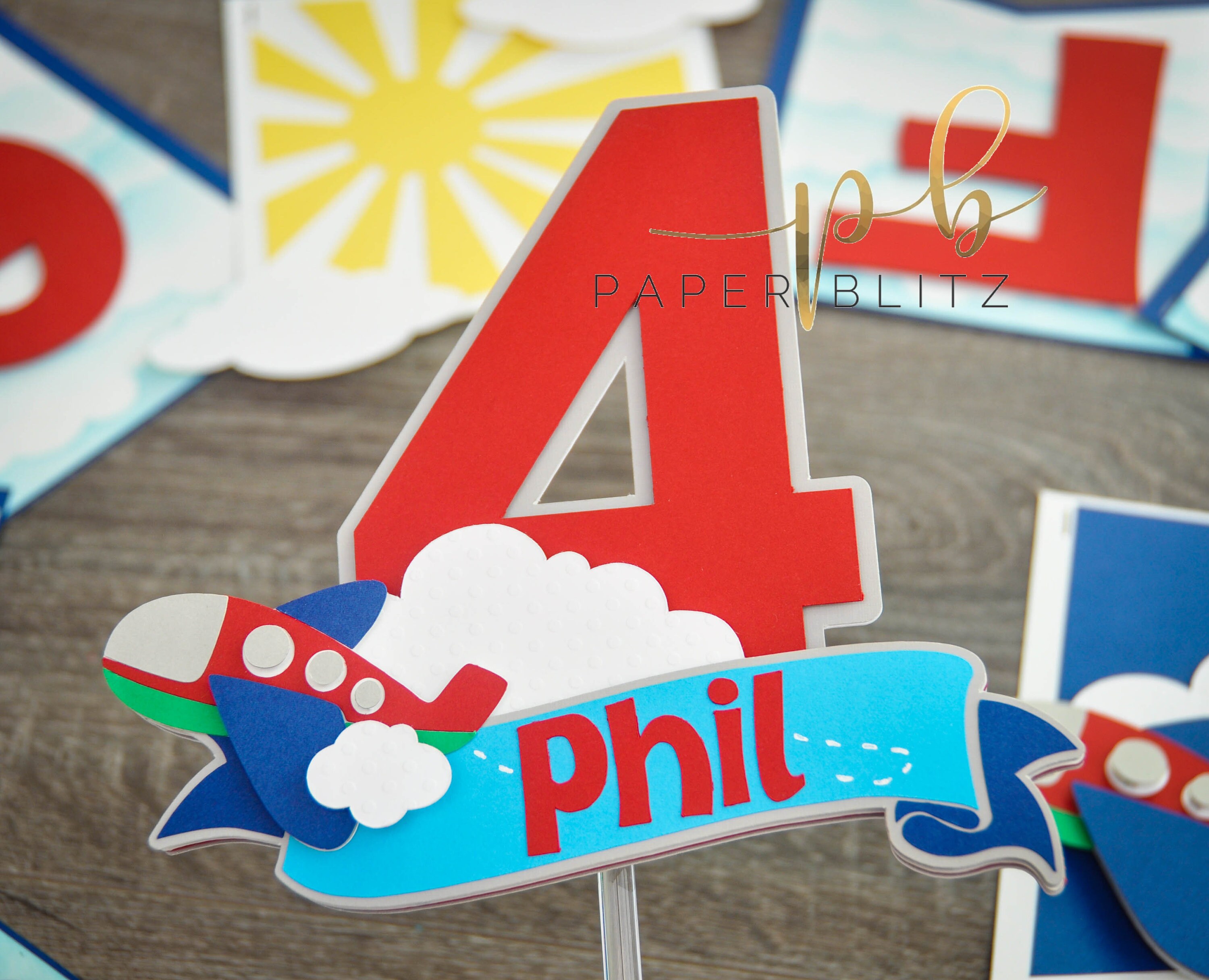 Airplane Number Cake Topper Airplane Theme Cake Topper | Etsy