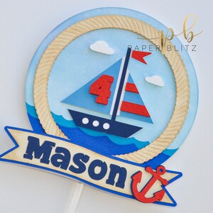 Nautical Theme Cake Topper, Nautical Theme Birthday, Sailboat Cake ...